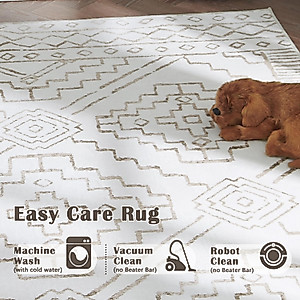 jinchan Area Rug 2x3 Entryway Rug - Washable Moroccan Rug Small Rug Indoor Door Mat Faux Wool Soft Geometric Accent Rug Contemporary Non-Slip Carpet for Bathroom Kitchen Living Room Bedroom Taupe