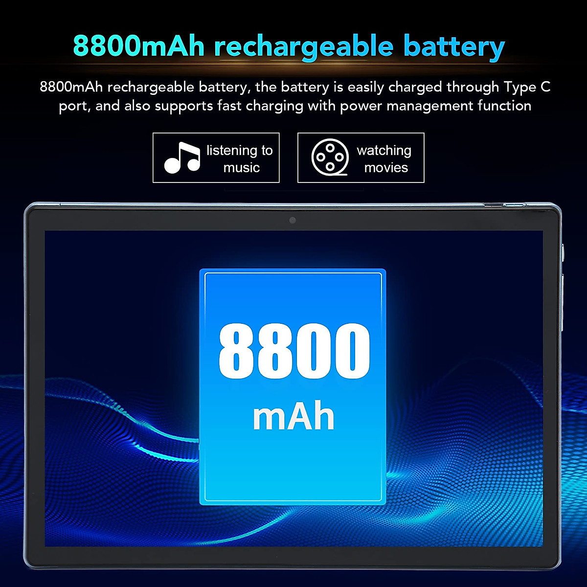 Diydeg 10 inch Tablet, 2 in 1 Computer Tablet with Keyboard, Octa Core Processor, 8GB RAM 128GB ROM & 128GB Expand, 5MP+13MP Dual Camera, 1080P FHD Touch Screen, WiFi, 8800mAh Battery (Blue)