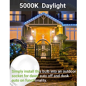 TSEXES 6 Pack Dusk to Dawn Light Bulbs Outdoor, A19 LED Light Bulb 75W Equivalent,5000K Daylight,Auto On/Off Photocell Sensor for Indoor Outdoor Lighting