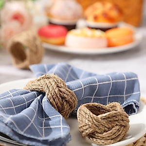Chengu Woven Napkin Rings Set of 16 Farmhouse Napkin Rings Bulk Burlap Napkin Rings for Dinning Table Nautical Napkin Rings Table Decor for Wedding Birthday Gathering Banquet Decor(Vivid Style)