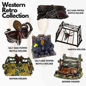 Comfy Hour Western Retro Collection Resin Moose Beside Pine Tree Salt and Pepper Bottle, Lodge, Cottage and Cabin Style, S&P (Bottle Not Included)