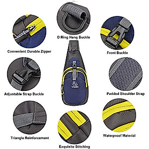 Peicees Small Sling Backpack Shoulder Chest Crossbody Bag Lightweight Nylon Hiking Daypack for Women Men