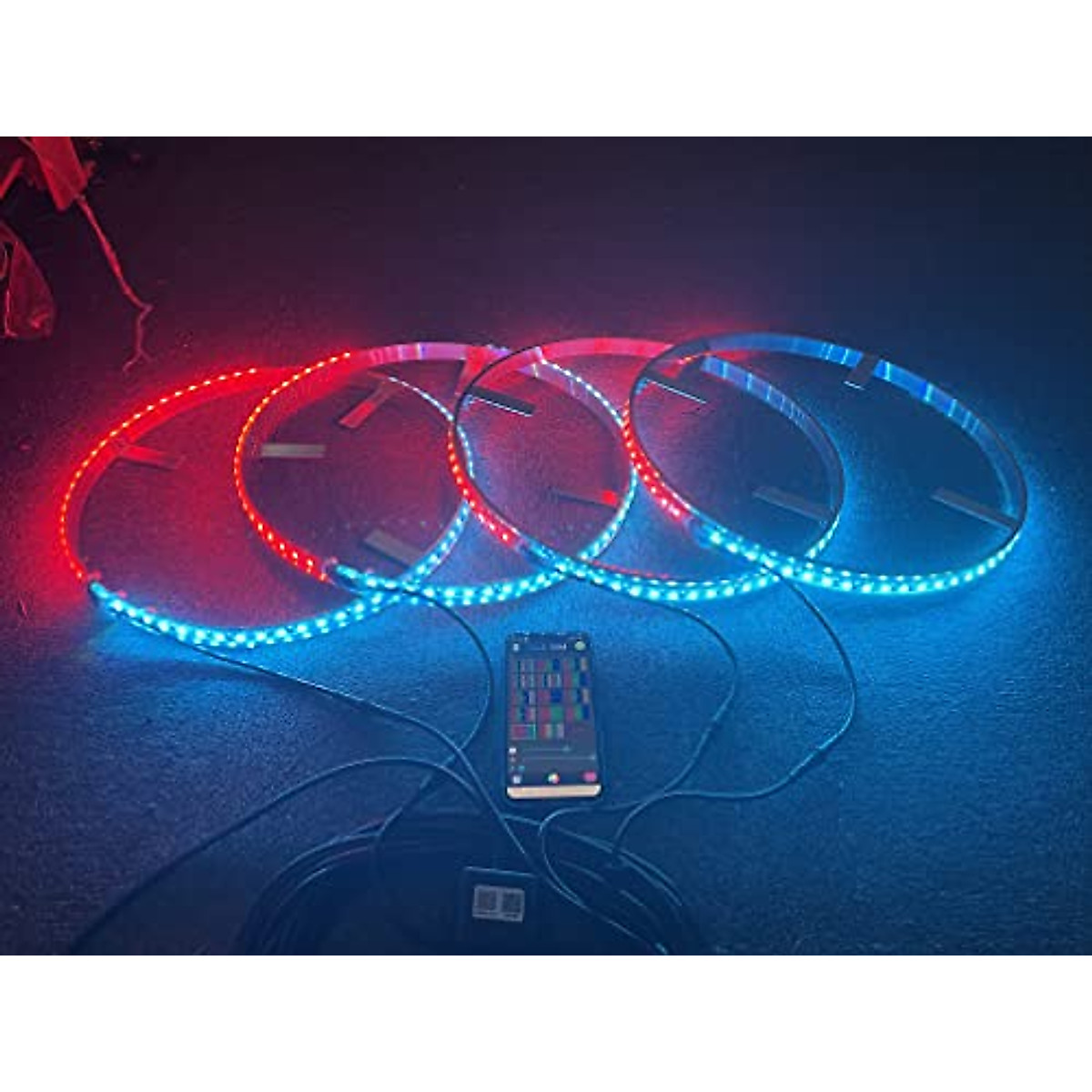 Sando Tech Dream Chasing Colors Flow 15.5‘’ LED Wheel Ring Lights Rim Lights Tire Lights Blue-Tooth App Controlled 4 Lights