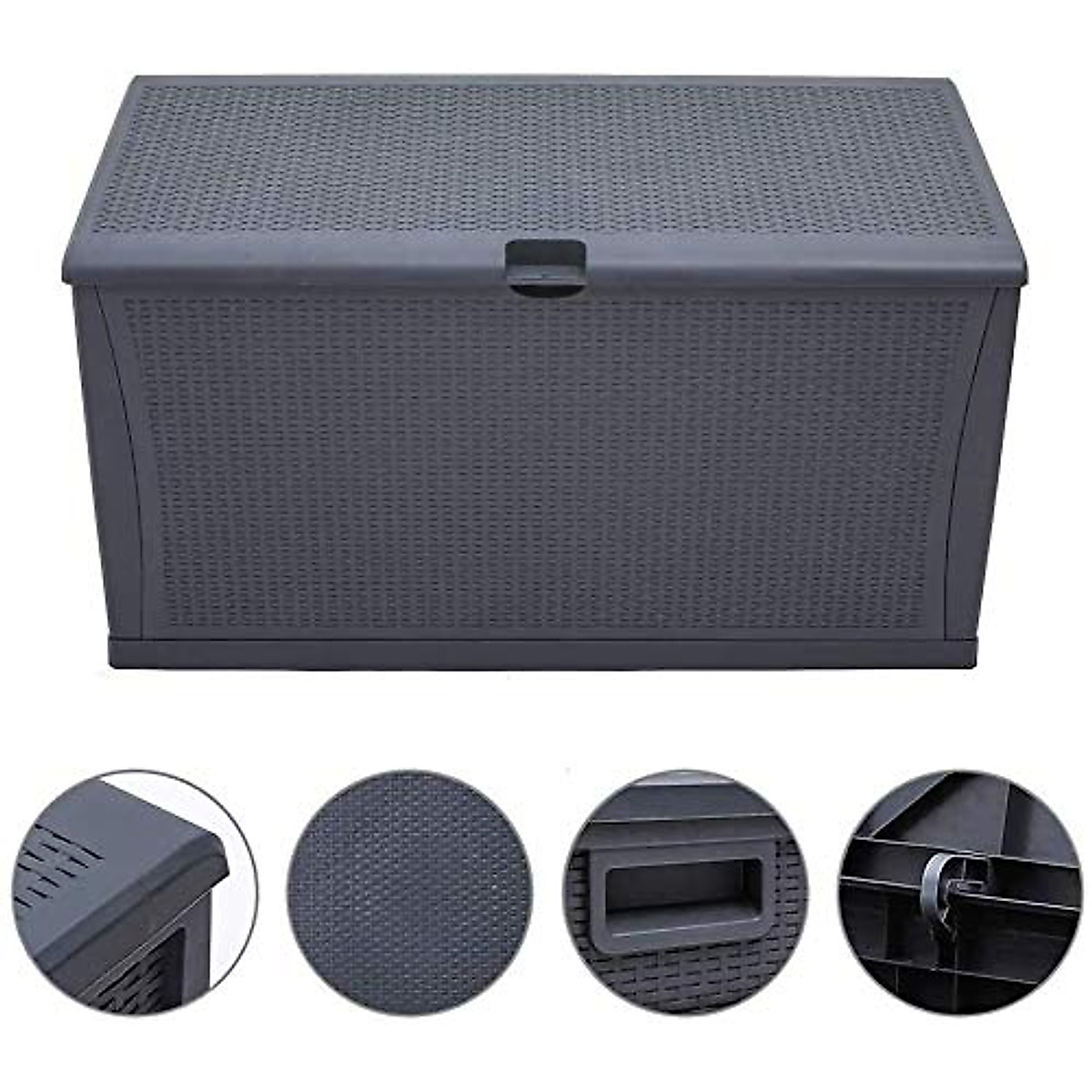 Crownland 120 Gallon Outdoor Storage Deck Box Resin Container Weatherproof Deck Storage Box Containers Patio Garden Furniture Outdoor Storage Boxes All Weather Using,Grey