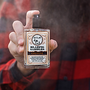 Outlaw Soaps Blazing Saddles Western Cologne | Bold Scent: Warm Leather, Gunpowder, Sagebrush, & Sandalwood | Mens & Womens Cologne