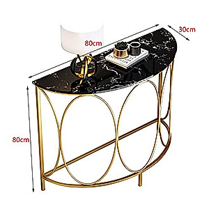 Coffee Table Wrought Iron Console Table by The Wall Table Golden Semicircular Storage Table Foyer Cabinet 31.4×11.8×31.4 Inches