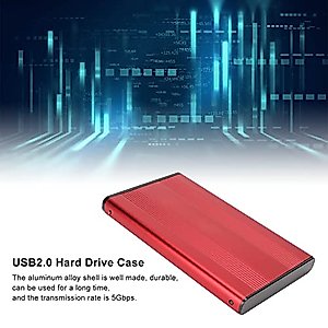 HDD Enclosure, 2.5 inch 5Gbps USB 3.0 External SATA SSD Hard Drive Enclosure for SATA 5 Gbps Portable External HDD for Windows,OS X, Vista(Red)