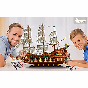 Addshiny The Flying Dutchman Caribbean Pirate Ship Model Building Blocks Kit, MOC Sailboat Model Set Construction Assembly Toy for Kids and Teens (3653 PCS)