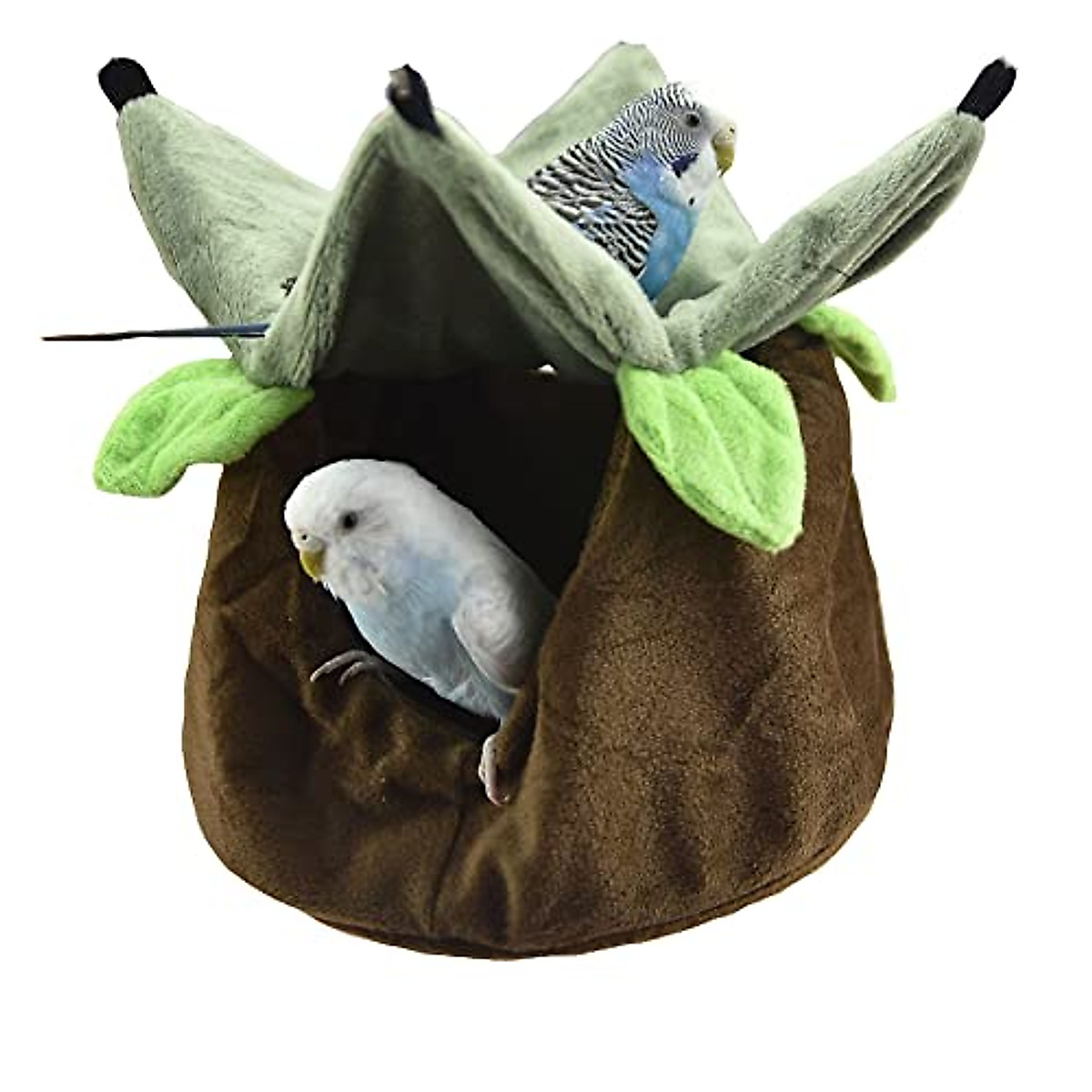 FLAdorepet Two Layers Bird Parrot Bed Nest Snuggle Hammock for Parakeet Lovebird Cockatoos,Warm Sugar Glider Ferret Bed Plush Hideout House for Guinea Pig Hamster (Brown)