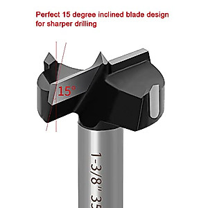 ASNOMY 6PCS Large Size Forstner Drill Bit, 1-3/8Inch to 2-3/4Inch Carbide Tipped Forstner Bit for Hard Wood, Wood Drilling Hole Saw Set Woodworking Hinge Cutter Tool Kits for Wood Plastic Plywood