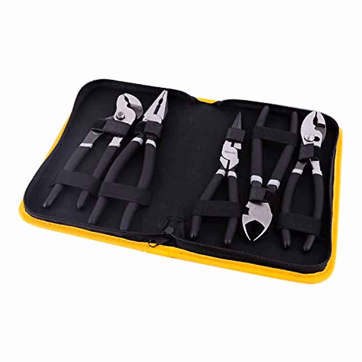 Amazon Basics Pliers Set with Durable Nylon Case - 5-Piece (8-Inch Diagonal, 8-Inch Combination, 8-Inch Long Nose, 8-Inch Groove Joint, 8-Inch Slip-Joint)