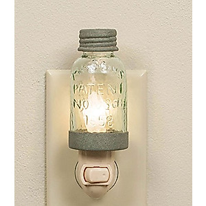Country Rustic Mini Mason Jar Night Light in Barn Roof Color (One Pack)