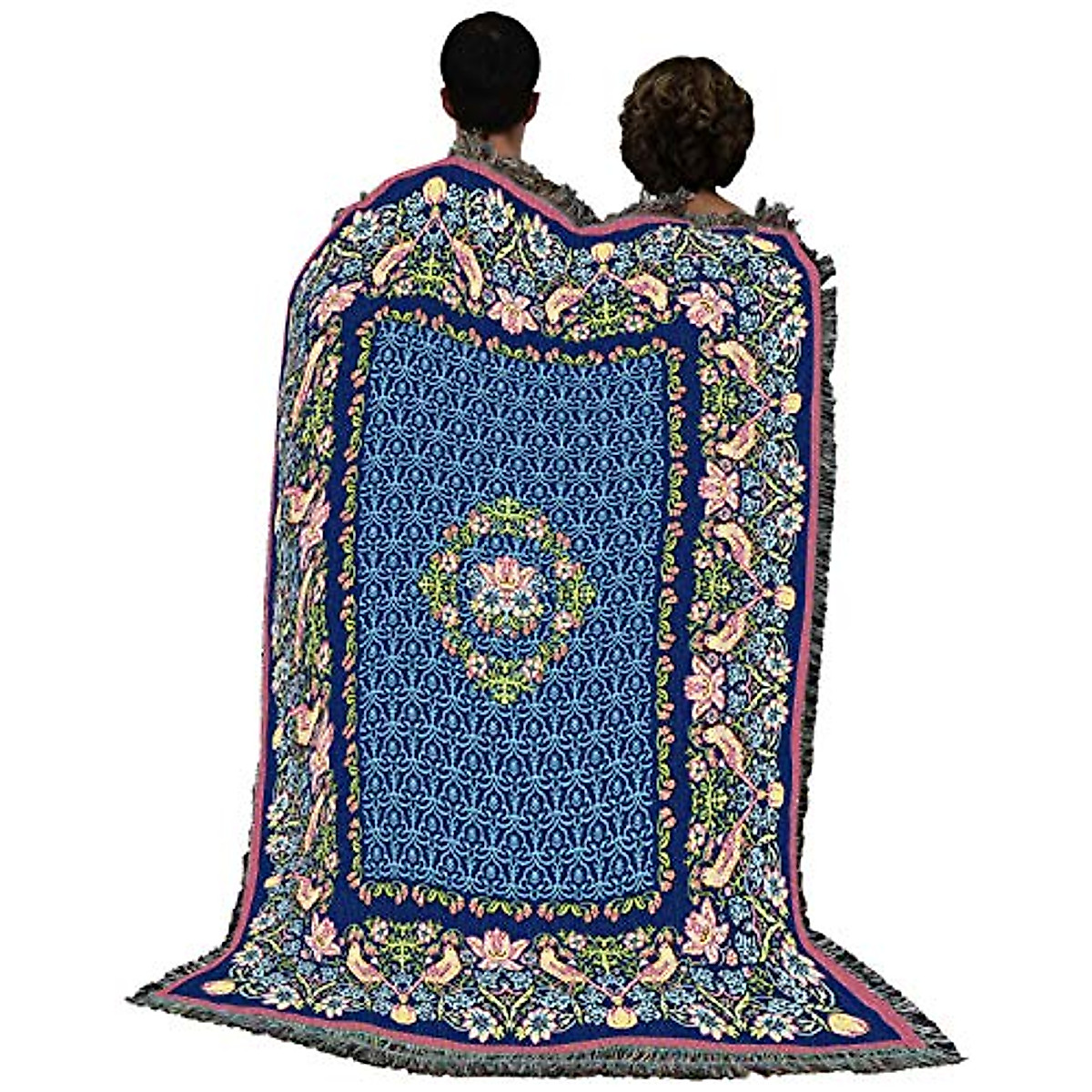 Pure Country Weavers William Morris Strawberry Thief Border Blanket - Arts & Crafts - Gift Tapestry Throw Woven from Cotton - Made in The USA (72x54)