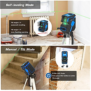 Laser Level Self-Leveling, Prostormer Horizontal and Vertical Cross Line Level Kit with Rechargeable Battery, Adjustable Magnetic Stand and Storage Bag for Picture Hanging, Tiling and Construction