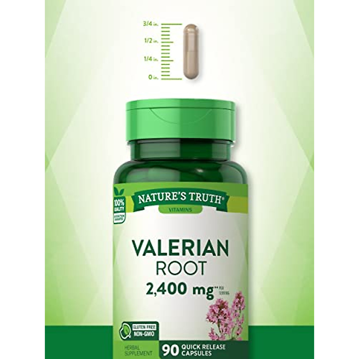 Nature's Truth Valerian Root Capsules | 2400mg | 90 Count | Non-GMO & Gluten Free Supplement