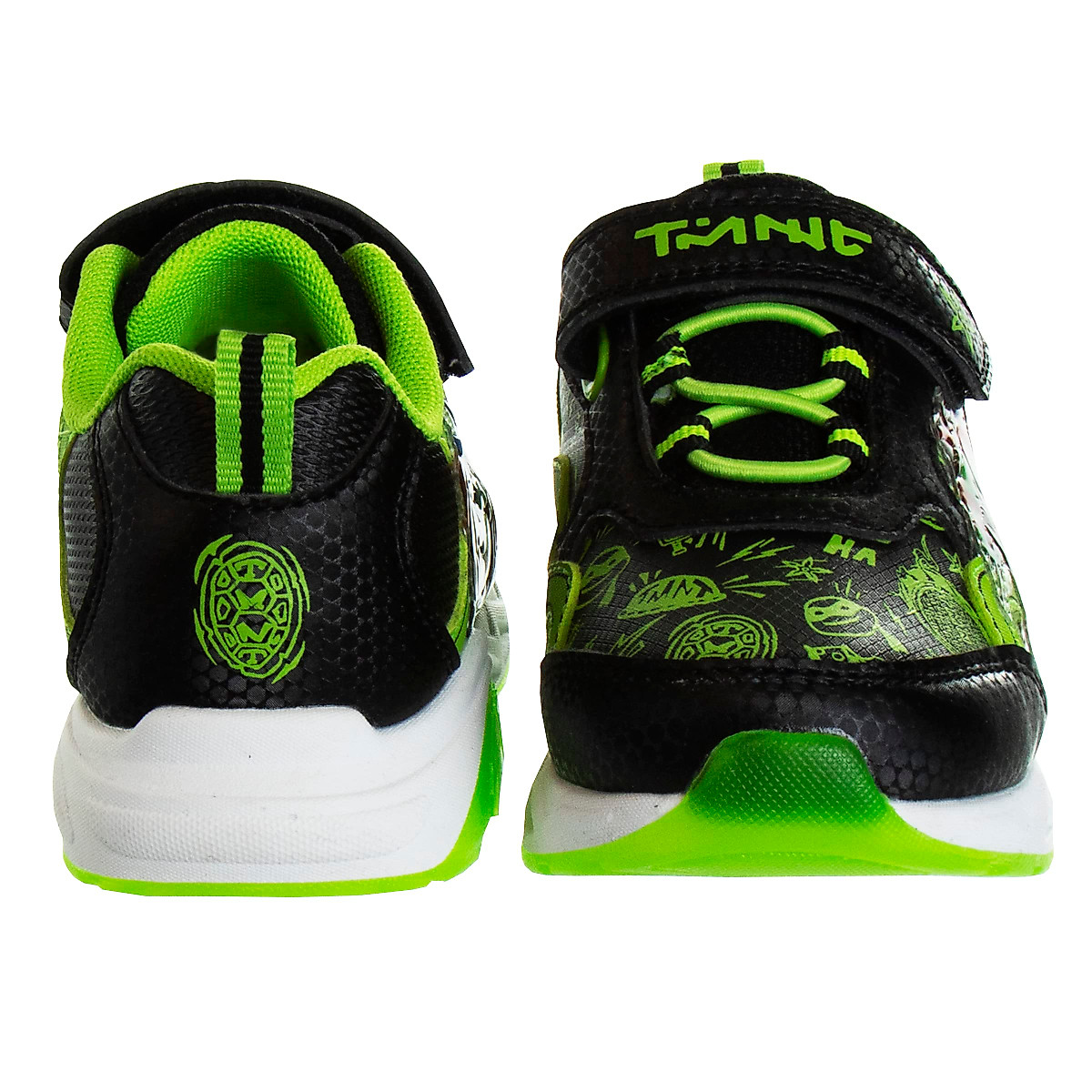 Josmo Boy's Ninja Turtles Lighted Sneakers (Toddler/Little Kid), Black/Green, 8
