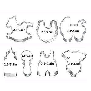 JUMUU Baby Shower Theme Buggy Rocking Horse Bottle Cookie Cutter (7 Piece Set)