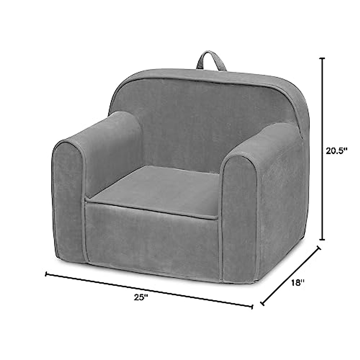 Delta Children Cozee Chair for Kids for Ages 18 Months and Up, Grey Mink Velvet