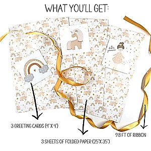 Gift Wrapping Paper - Unicorn Wrapping Paper Birthday Girl -3 Wrapping Paper Sheets (25"x35") Cards & Ribbon - Unicorns Gifts for Girls, Kids Birthday Wrapping Paper Girls, Rainbow Wrapping Paper Kids Wrapping Paper & Baby Shower Wrapping Paper Girl