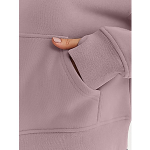 Trendy Queen Womens Half Zip Cropped Pullover Oversized Sweatshirts Fleece Quarter Zipper Hoodies Winter Clothes Sweaters Thumb Hole Darkpink