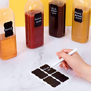 PARBEE 16oz Condiment Squeeze Bottles with Flip Top Lid, 4 Pack Refillable Condiment Containers Ketchup Squeeze Bottles, Leak Proof Dispenser for Syrup Oil BBQ Sauce with Labels & Markers