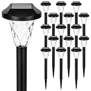 GIGALUMI Solar Outdoor Lights,Solar Lights Outdoor Waterproof 16 Pack,Cool White Solar Pathway Lights for Outside,Outdoor Lights Solar Powered Garden Decoration for Pathway,Patio,Lawn,Yard