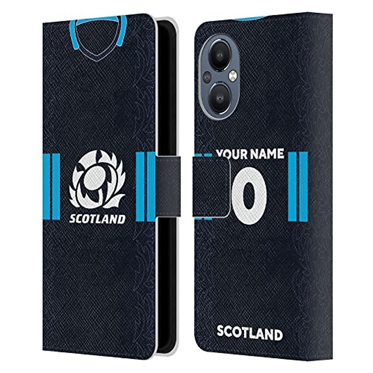 Head Case Designs Officially Licensed Custom Customized Personalized Scotland Rugby Home 2022/23 Kit Leather Book Wallet Case Cover Compatible with OnePlus Nord N20 5G