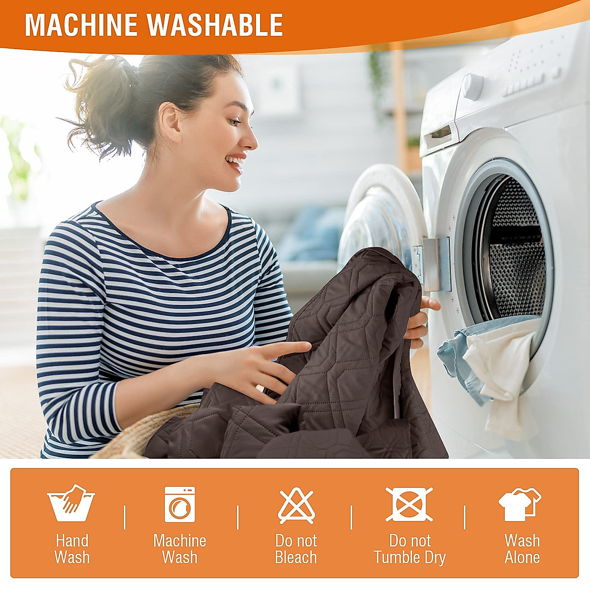 VANSOFY Loveseat Recliner Cover with Console 100% Waterproof Sofa Slipcovers Non-Slip Reclining Couch Covers Split Sofa Cover Furniture Protector for Pets, Dogs(Chocolate)