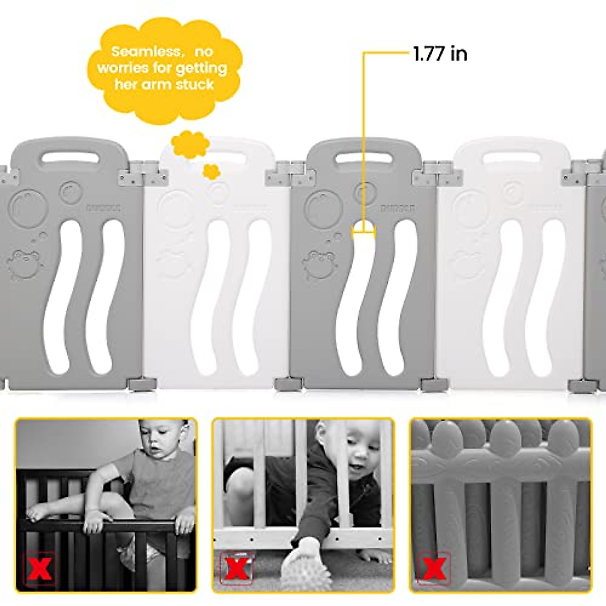 Baby Playpen, Ronipic Foldable Baby Playpen for Babies and Toddlers, Sturdy Safety Baby Fence with Gate, Kids Activity Centre,Shape Adjustable, Large Baby PlayYard with Anti-Slip Base (16 Panels)