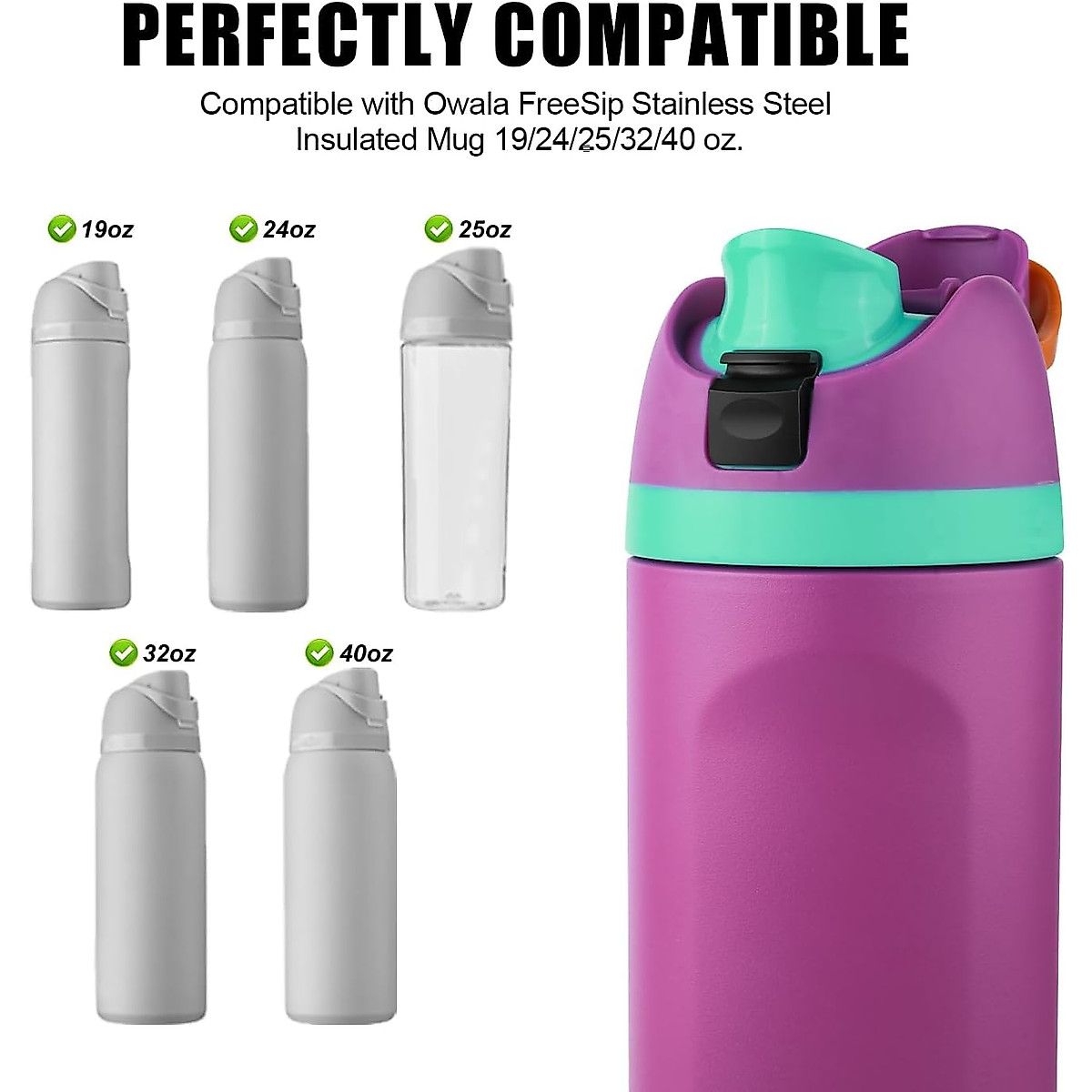 MIHAGUTY Replacement Button Compatible with Owala FreeSip 24oz 32oz, 2Pcs Water Bottle Lid Mouth Push Switch Top Cap Seal Stopper Replacement Parts for Owala 19/24/32/40oz Accessories