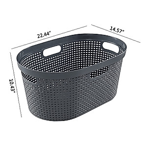 Vababa 4 Pack 40 Liter Plastic Laundry Basket with Cut-Out Handles, Gray