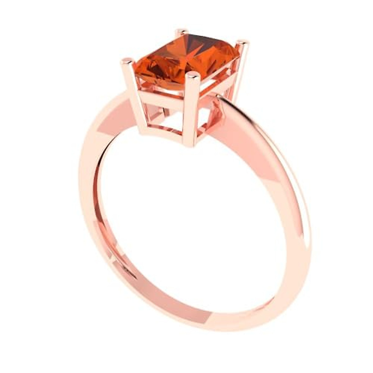 Clara Pucci 1.0 ct Radiant Cut Solitaire Red Simulated Diamond Wedding Bridal Designer Anniversary Engagement Ring Real 14k Rose Gold