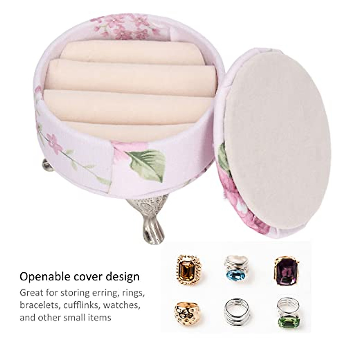 Agatige Baby Toys Jewelry Storage Box, Openable Cover Lace Flower Soft Cloth Kids Jewelry Box for Home Decoration