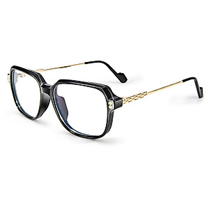 VISOONE Oversized Blue Light Blocking Glasses with Chic Square TR90 Frame and Metal Temple for Women Men REMY