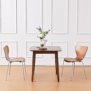 Livinia No.7 Mid-Century Modern Wooden Dining Chairs Set of 2, Contemporary Stackable Bentwood Kitchen Interior Armless Chairs with Steel Legs (Walnut)