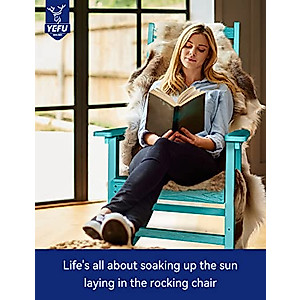 YEFU Outdoor Rocking Chair, Poly Lumber Patio Rocker Chair with High Back, Poly Rocking Chair Look Like Real Wood, Widely Used for Lawn, Porch, Backyard, Indoor and Garden,380lb Heavy Duty(Aruba Blue)