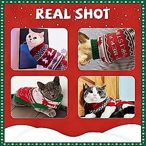 BWOGUE 2 Packs Cat Christmas Sweater Christmas Dog Sweaters Pet Cat Winter Knitwear Warm Clothes Pet Reindeer Snowflake Merry Christmas Pet Sweaters for Kittys and Small Dogs