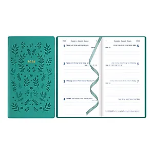 Letts of London Woodland Weekly Planner, 12 Months, January to December, 2024, Pocket Size, 5.875" x 3.125", Multilingual, Green (C082173-24)