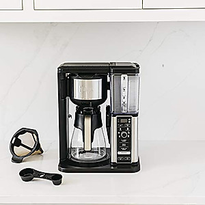 Ninja CM401 Specialty 10-Cup Coffee Maker, with 4 Brew Styles for Ground Coffee, Built-in Water Reservoir, Fold-Away Frother & Glass Carafe, Black