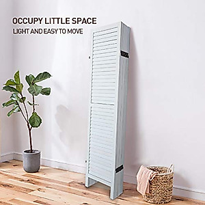 JAXPETY 8 Panel Wood Louvered Room Divider, 5.6 Ft Tall Oriental Folding Freestanding Privacy Screen Room Dividers for Home, Office, Bedroom (White)