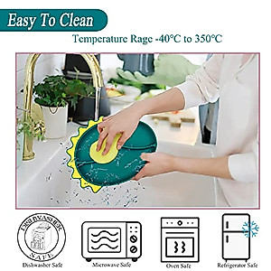 NICINGU Silicone Toddler Plates,Suction Plates for Baby with Spoon and Fork Set Kids Divided Grip Dish Self Feeding Training Baby Dinner Plate Microwave Dishwasher Safe-Blue Dinosaurs