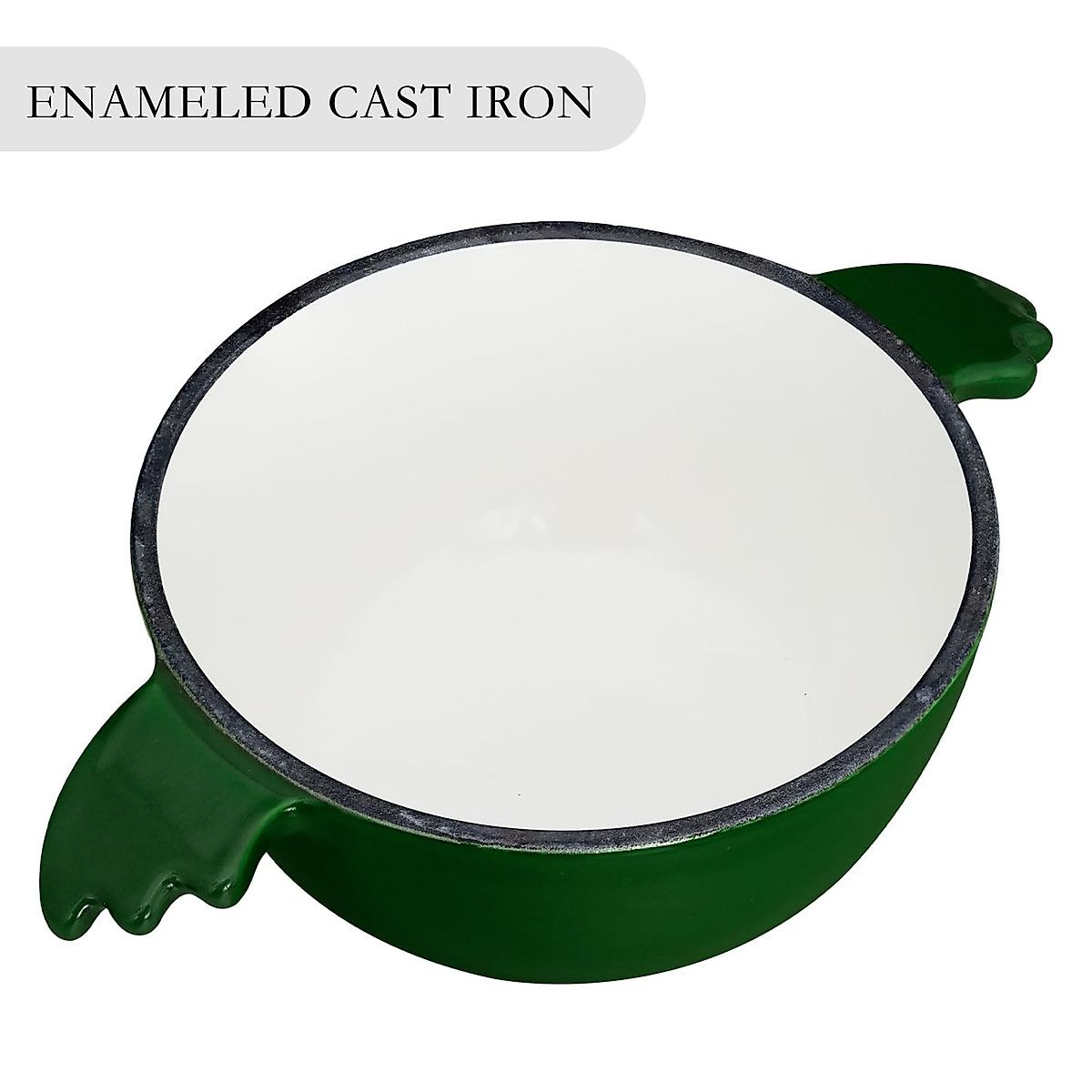 Flavehc Mini Cocotte 16 oz Owl Shaped Mini Dutch Oven 0.5 qt Cast Iron Garlic Roaster for Oven Garlic Confit Pot Ramekins with Lids Oven Safe, Green