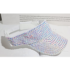 ASUITOFK Bling Rhinestone Sport Sun Visor Hats Adjustable Summer Cap Visor Caps for Men and Women Outdoor Hat White