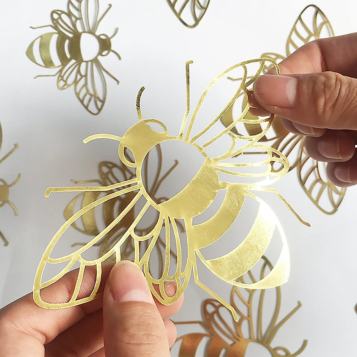 Bee Wall Decals Honey Bee Wall Decor Bee Wall Stickers Gold Honey Bee Decals,Honeycomb Wall Decals,Removable DIY Bee Decoration Decals for Kids Bedroom Living Room Nursery Playroom Decorations (A)