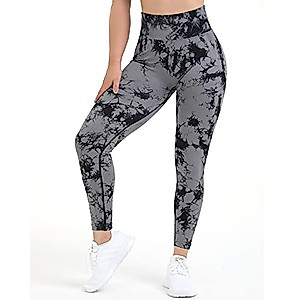 Wavar Scrunch Butt Lifting Leggings for Women Seamless Tie Dye High Waist Yoga Pants Workout with Ribbed and Smile Contour