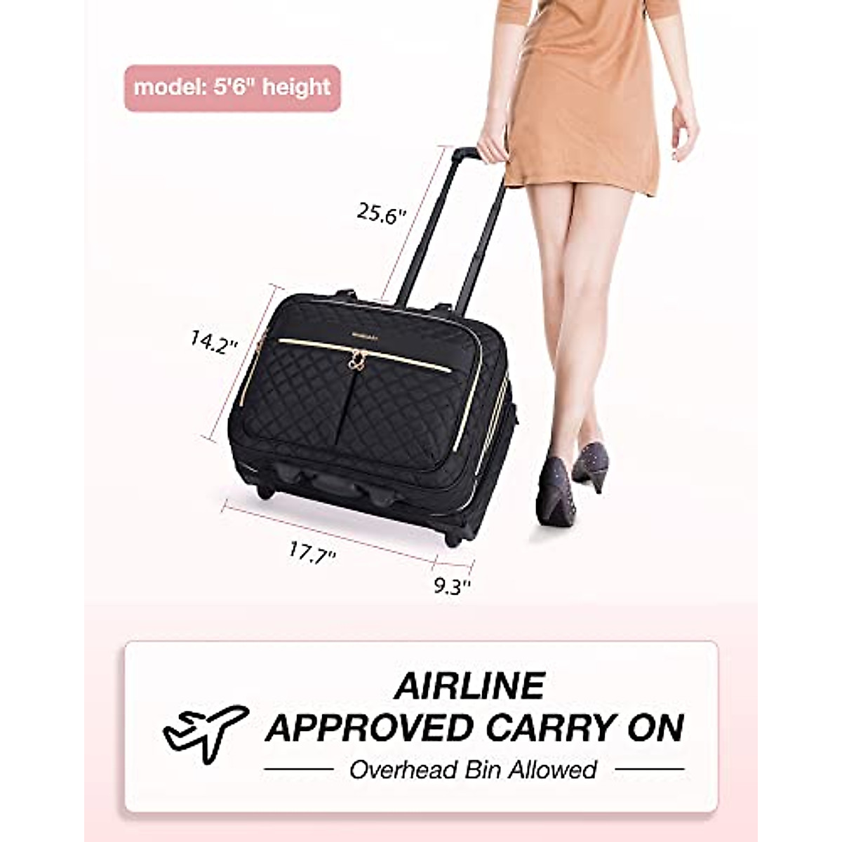 BAGSMART Rolling Laptop Bag Women, Rolling Briefcase for Women, 17.3 Inch with Wheels Computer Bag Rolling Laptop Case for Work Travel Business