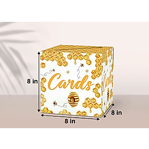 Bumble Bee Card Box - Honeycomb Collapsible Money Box or Gift Box for Baby & Bride Shower, Birthday, Wedding Reception, Engagement Party, Graduation - 8"x8"x8" Party Favors Decorations Boxes(05)