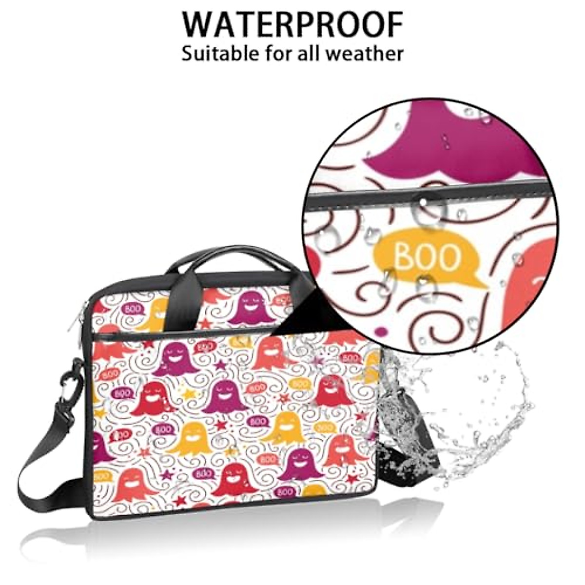 Halloween Ghosts Laptop Computer Bag Waterproof Shoulder Messenger Bag 13-15 inch Durable Laptop Tote Bag with Shoulder Strap Handle Lightweight Crossbody Briefcase