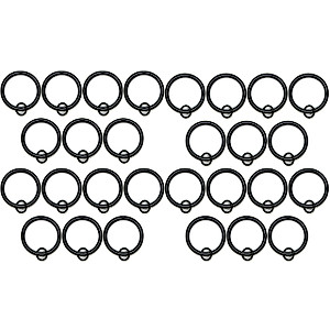 Urbanest Solid Metal Window Drapery Curtain Panel Ring with Eyelet, 1.5" Inner Diameter, Fits Up to 1.25" Rod, Set of 28 - Black