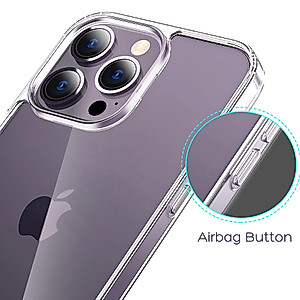 Phone case for iPhone 14 Pro Max 6.7 inches, Non-Yellowing, Crystal Clear, Transparent, Scratch Resistant, Compatible with Wireless Charging, Shock Resistant